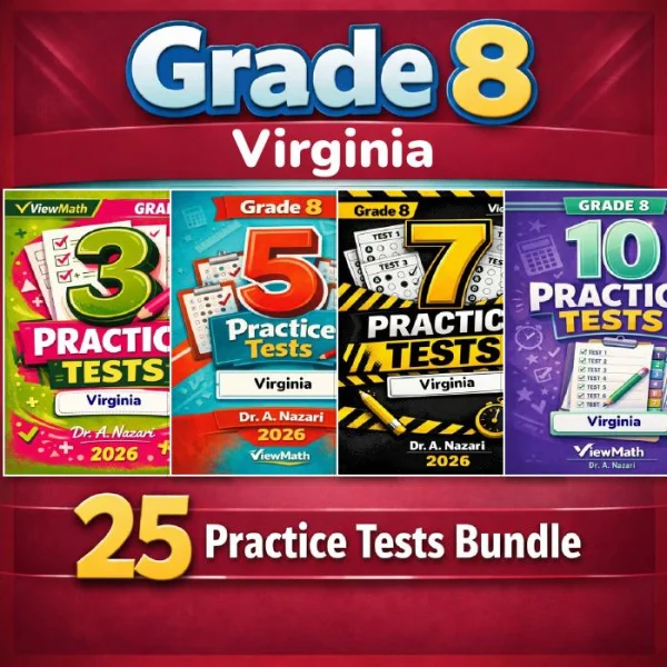 Virginia SOL Grade 8 Math Practice Tests Bundle: 25 Unique Full-Length ...