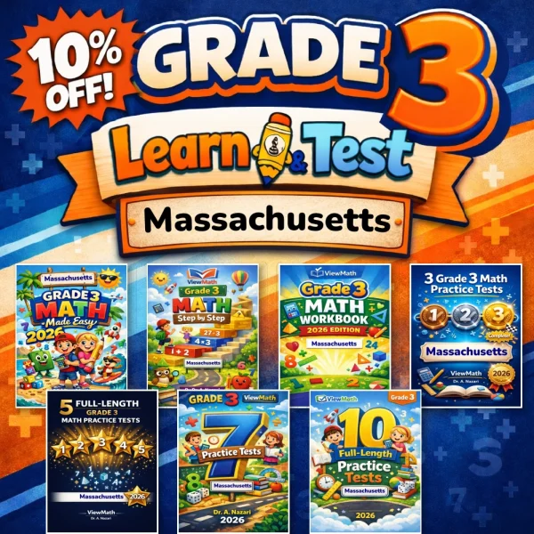Massachusetts MCAS Grade 3 Math Learn & Test Bundle: 7 Books & 25 Tests ...
