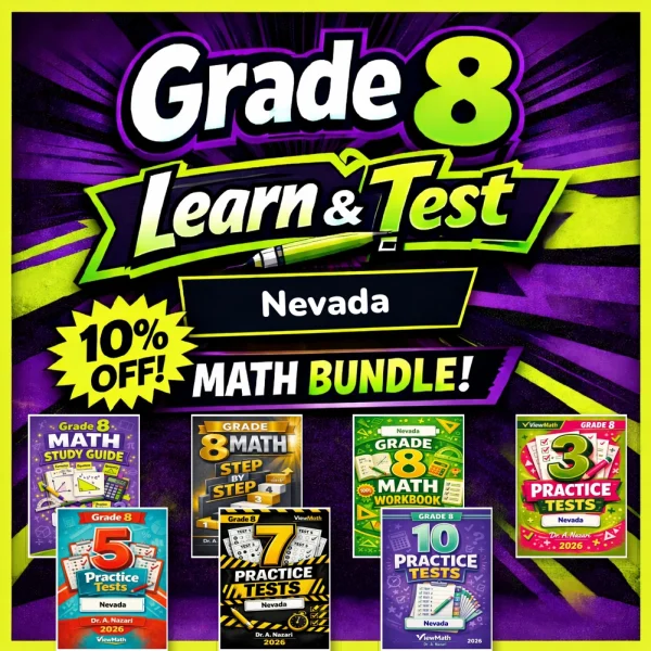 Nevada SBAC Grade 8 Math Learn & Test Bundle: 3 Guides, Workbook & 25 ...